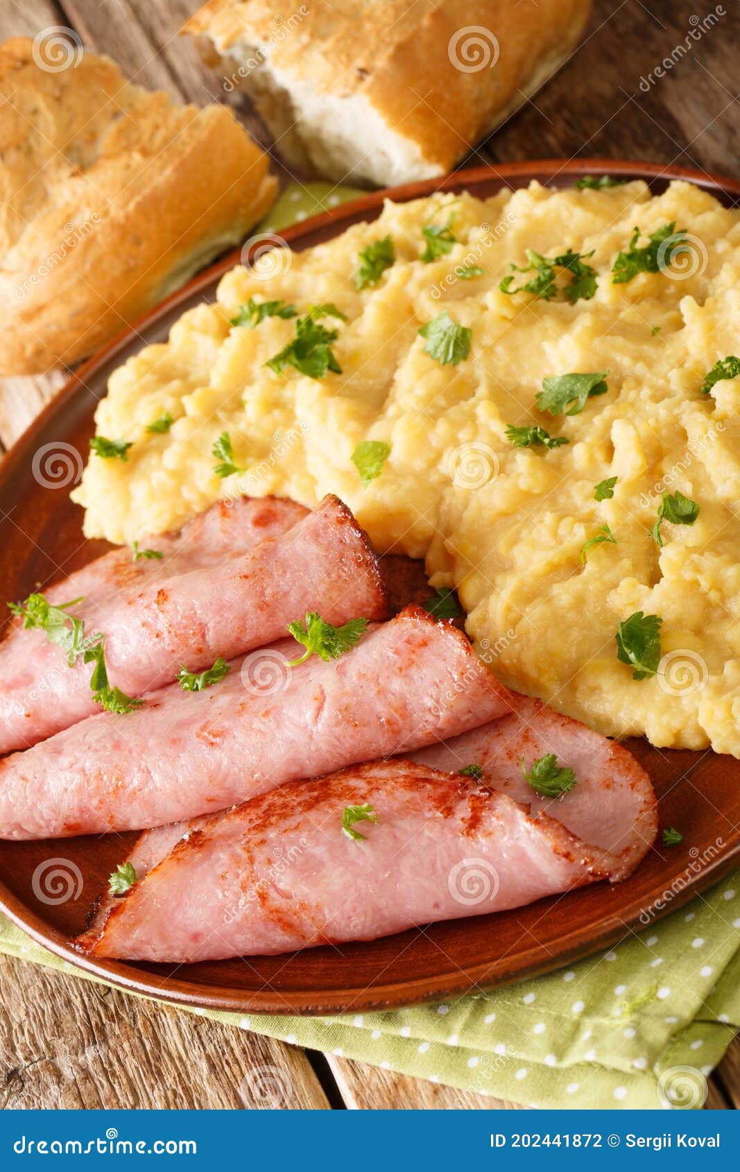 Pease Pudding is Made from Cooking Yellow Split Peas Served with Fried ...
