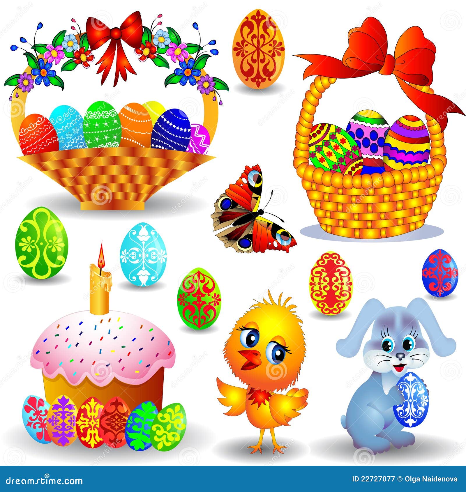 Peaster Set with Candle and Bask Stock Illustration - Illustration of ...