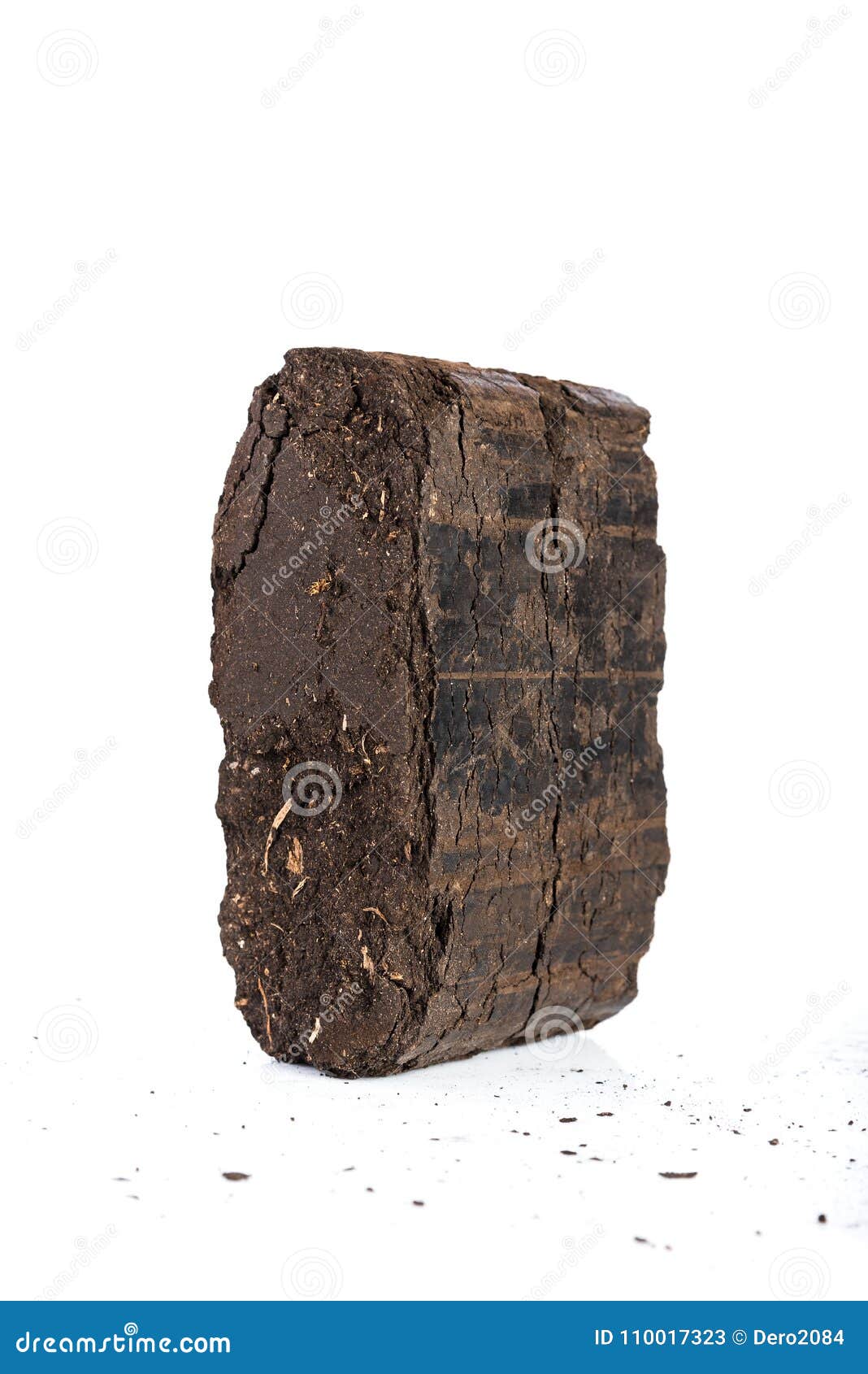 Peat Briquette on White Background, Alternative Fuels, Raw Material ...