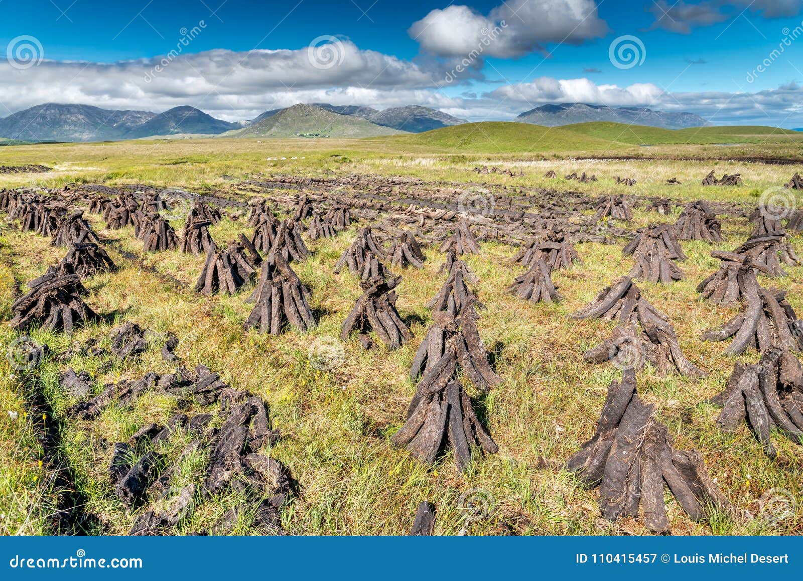 Peat field stock image. Image of connemara, moor, bens - 110415457