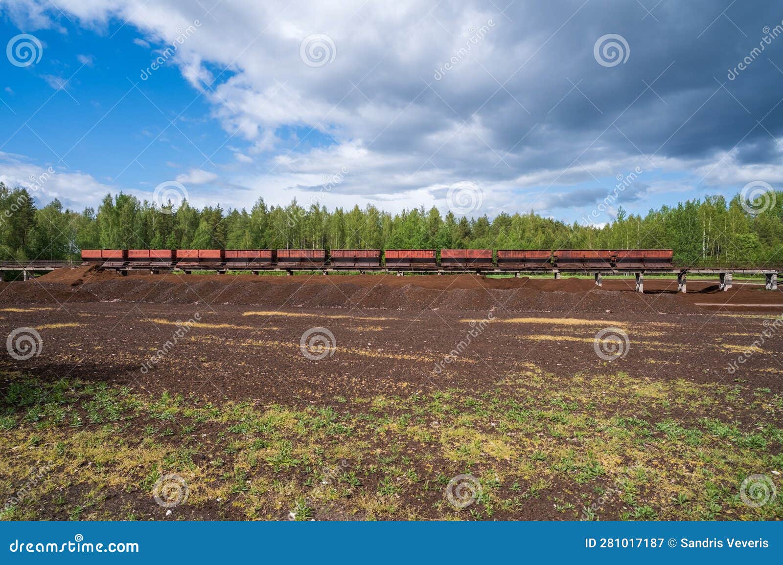 Peat Transport Wagons at the Loading Point. Raised Platform for Loading ...