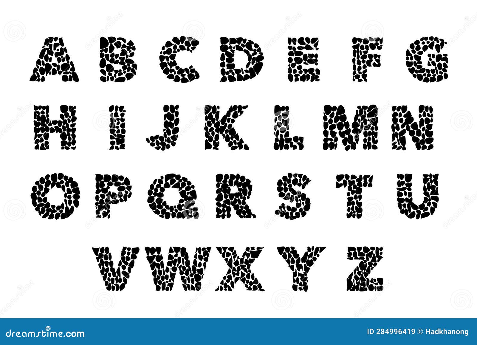 Pebble Alphabet a-Z Capital Letter, Solid Pattern Stock Vector ...