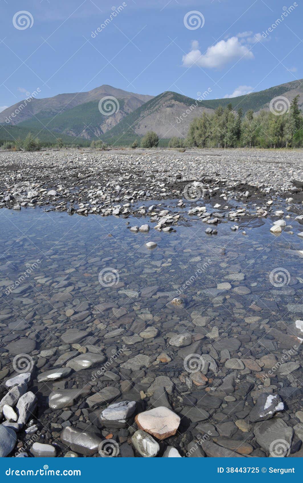 Pebble Bank of a Mountain River. Stock Image - Image of scene, pebble ...