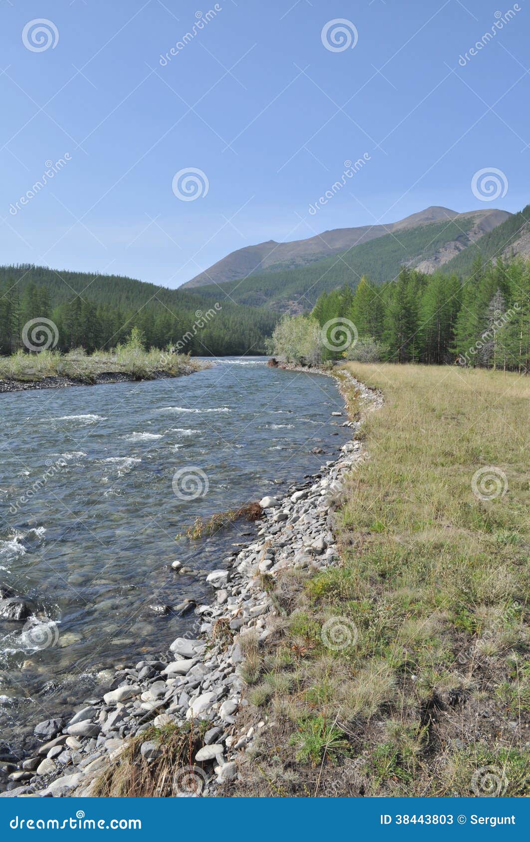 Pebble Bank of a Mountain River. Stock Image - Image of pebble, journey ...