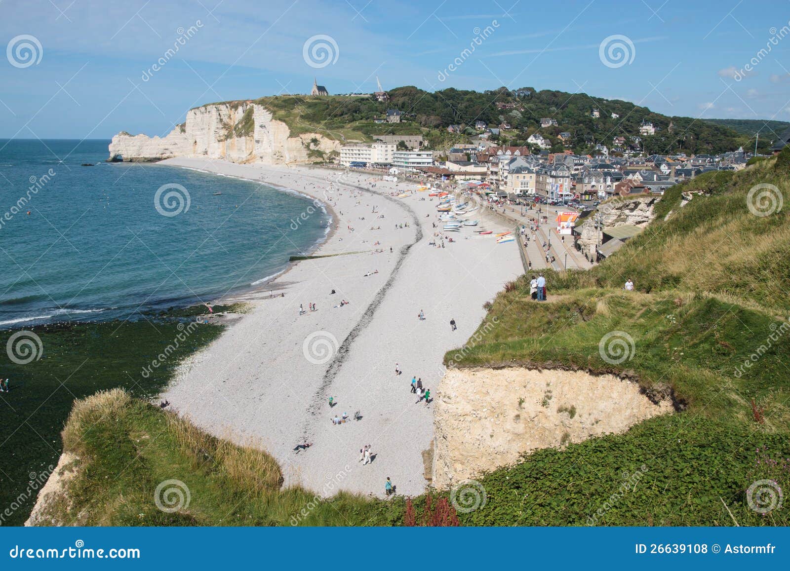 Pebble Beach in Normandy Coast in France Stock Photo - Image of cliff ...