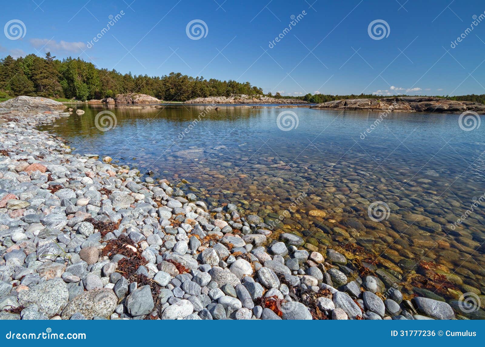 Pebble Beach in Stockholm Archipelago. Stock Photo - Image of blue ...