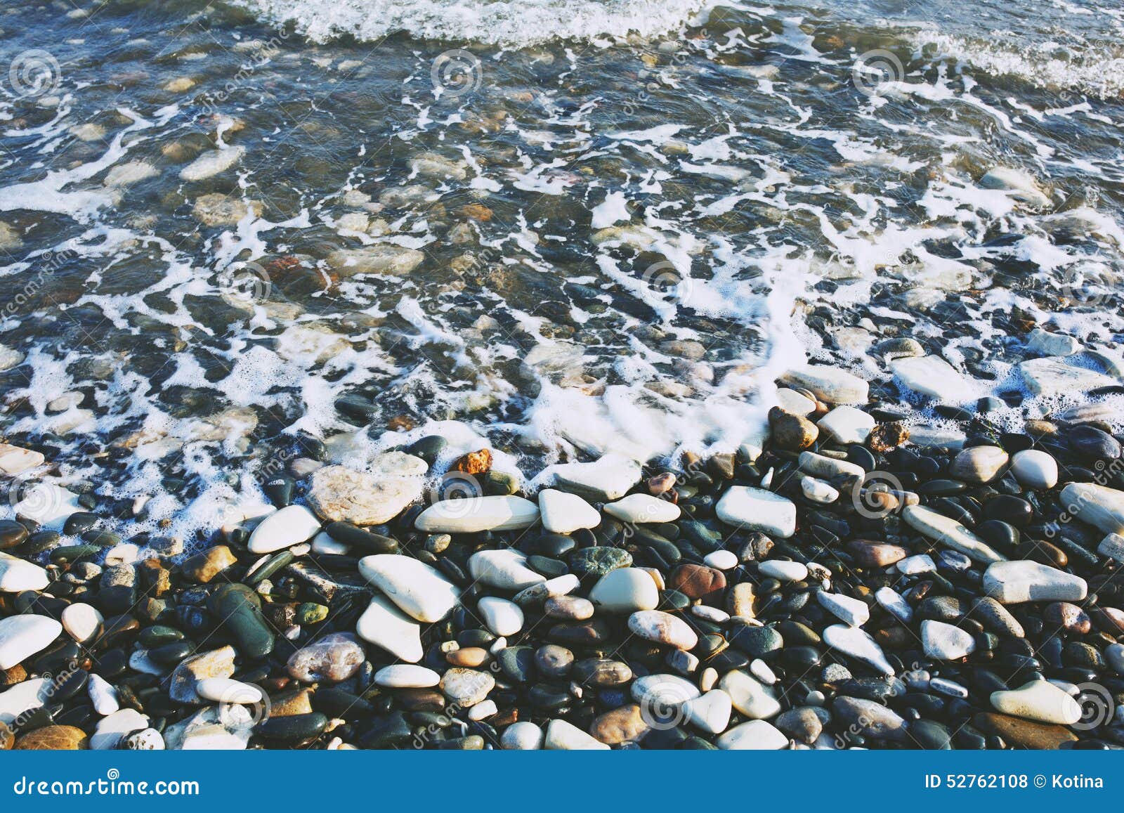 Pebble beach and waves. stock photo. Image of outdoor - 52762108