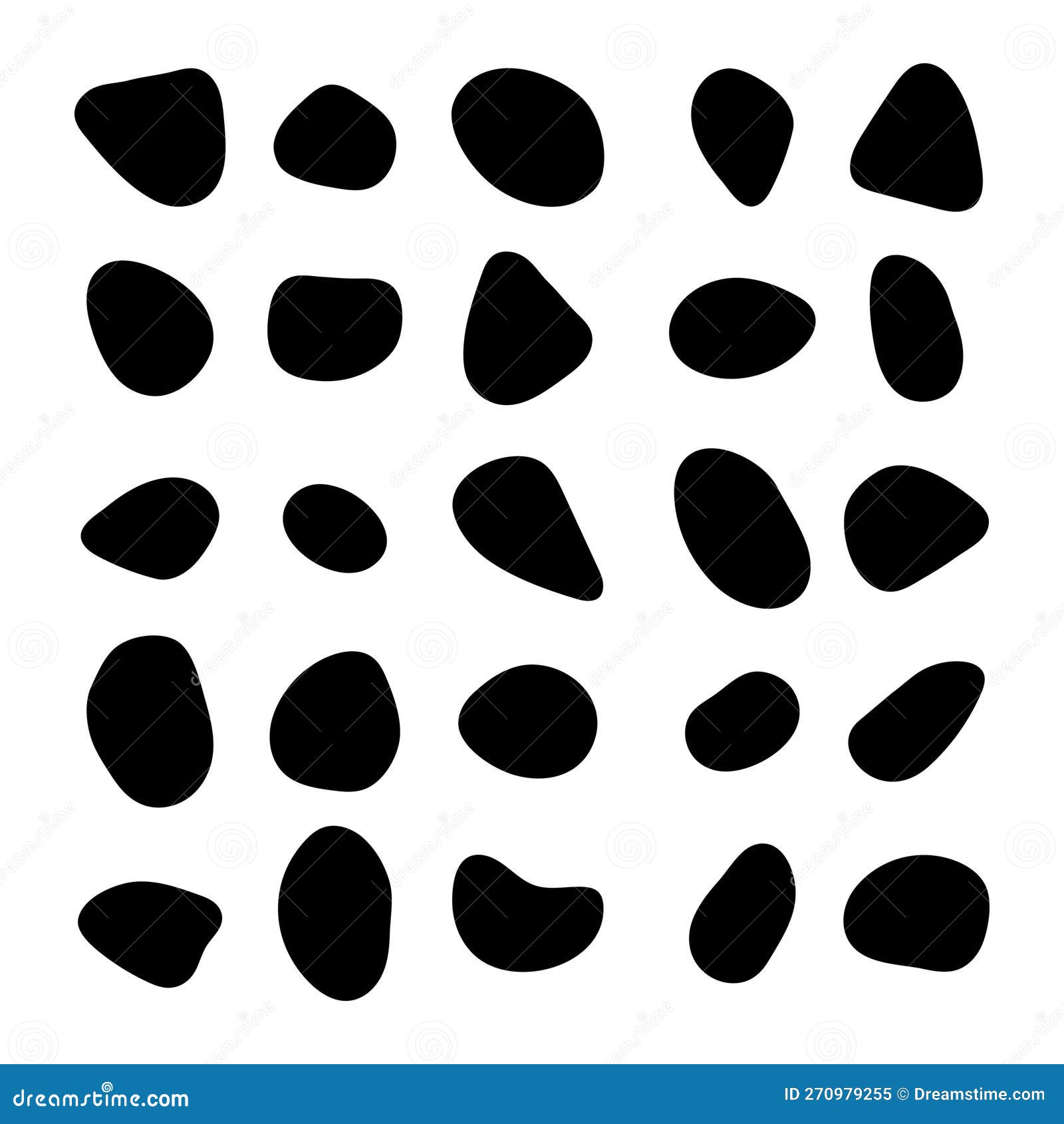 Pebble, Cobble Stones Vector Collection. Black Ink Blot Rounded Shapes ...