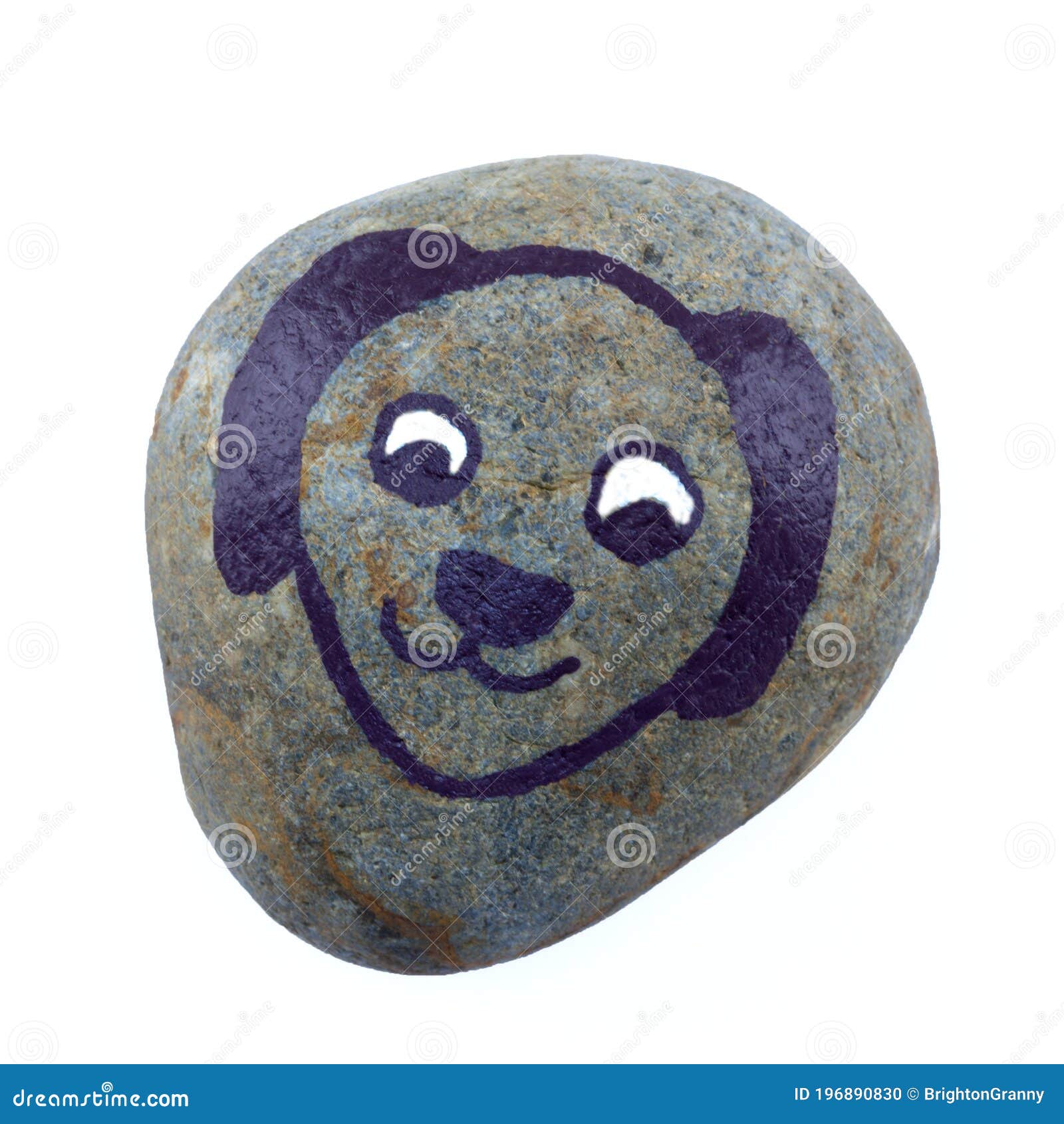 Pebble with Dog S Face on it Stock Photo - Image of smooth, painted ...
