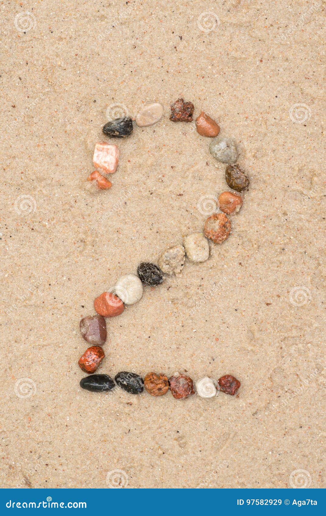 Pebble 2 Number on Sand Selective Focus Stock Image - Image of ...