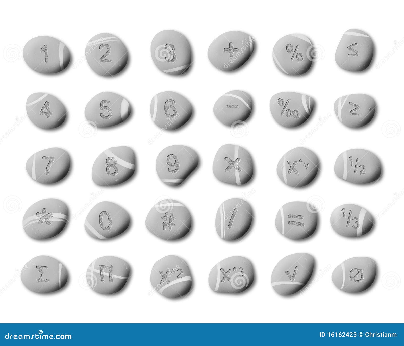 Pebble Numbers And Math Symbols Web Icons Stock Image | CartoonDealer ...