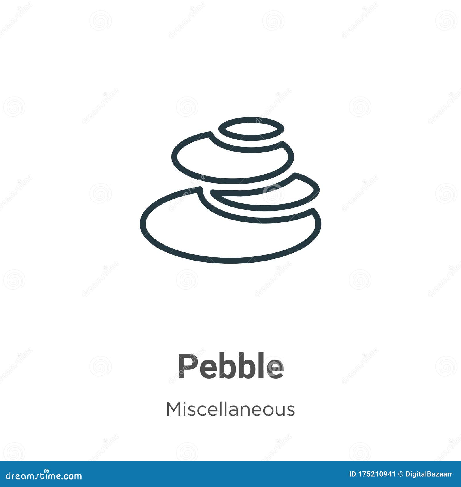 Pebble Outline Vector Icon. Thin Line Black Pebble Icon, Flat Vector ...
