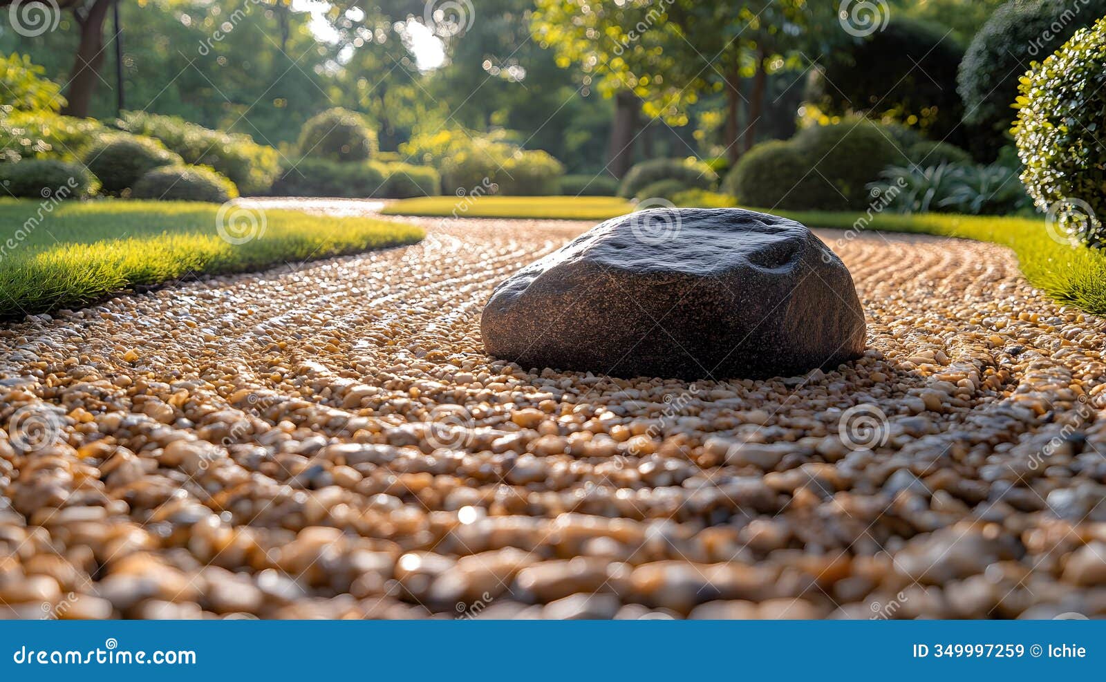 Pebble Path with Large Stone in a Garden Illustration Stock ...
