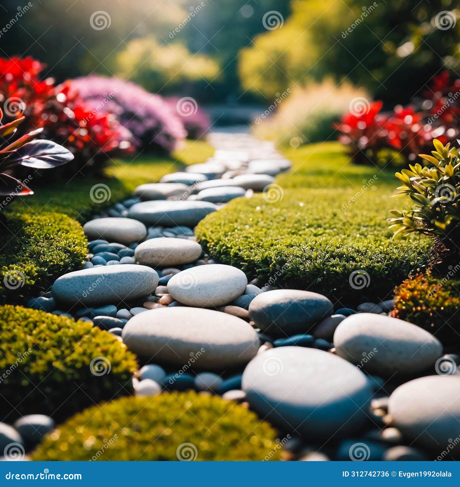 Pebble Path in a Zen Garden. Generative AI Stock Illustration ...