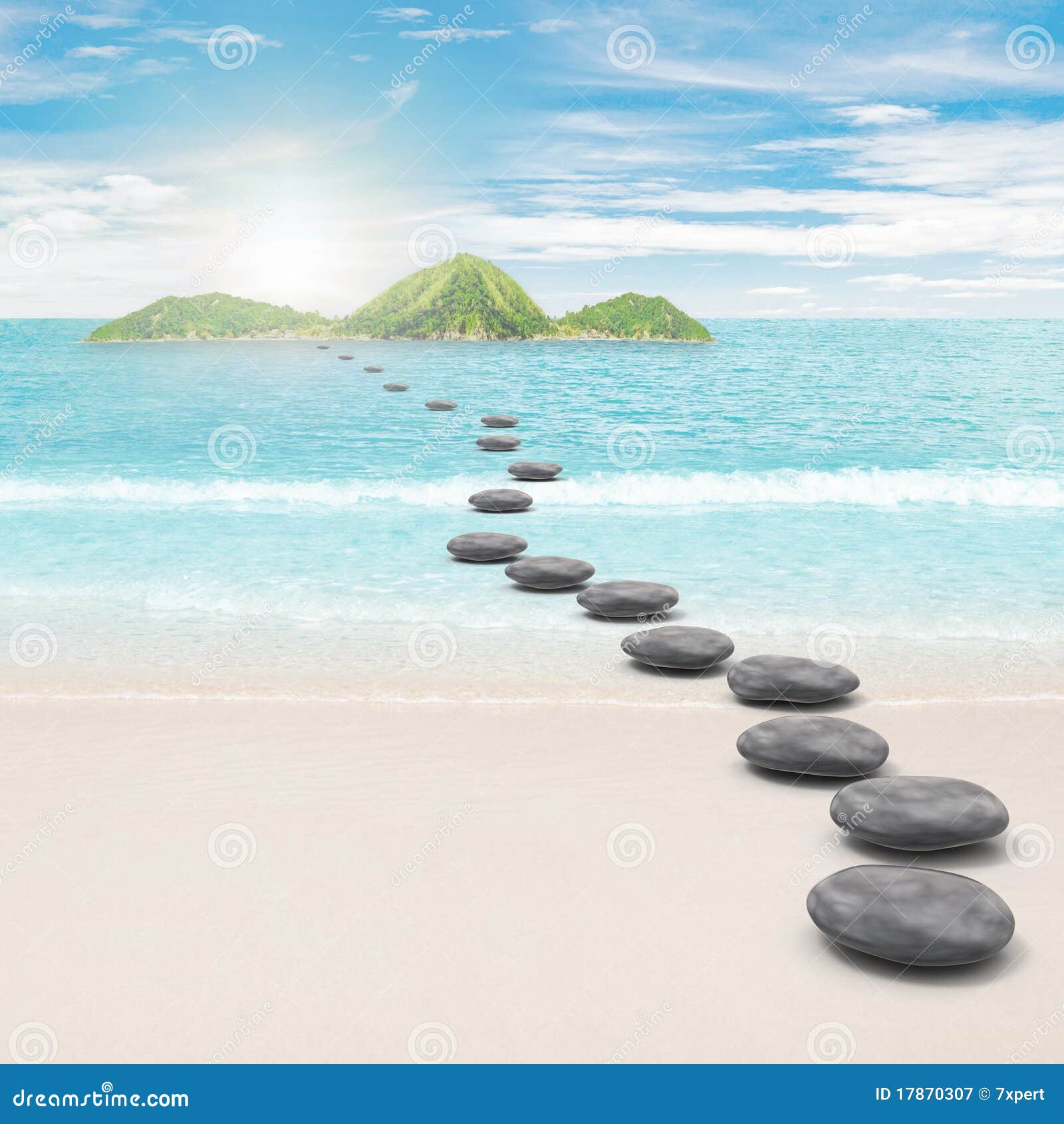 Pebble road to island stock image. Image of sand, idyllic - 17870307