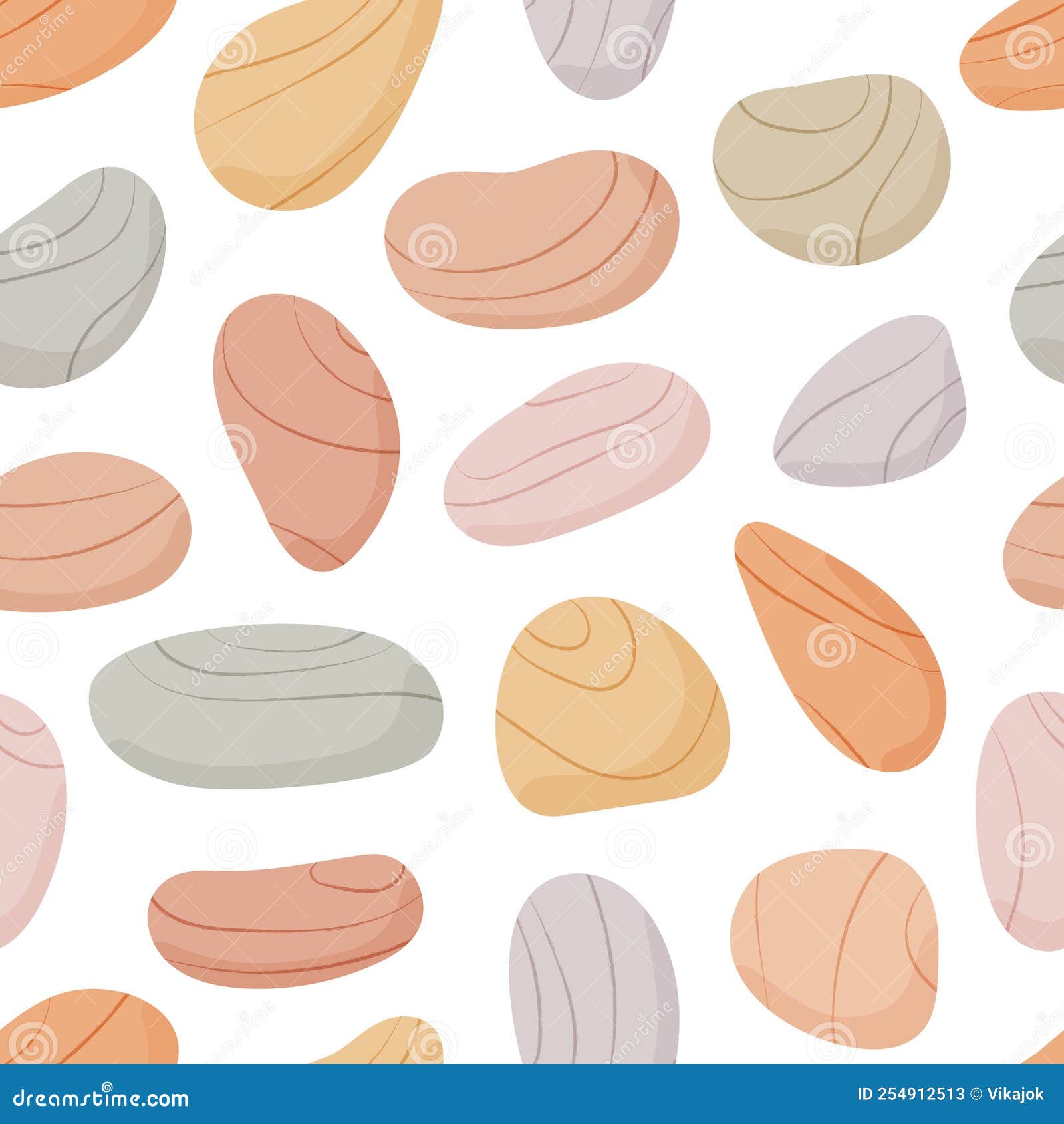 Pebble Seamless Pattern. Beach Pebble Stones Background. Sea or River ...