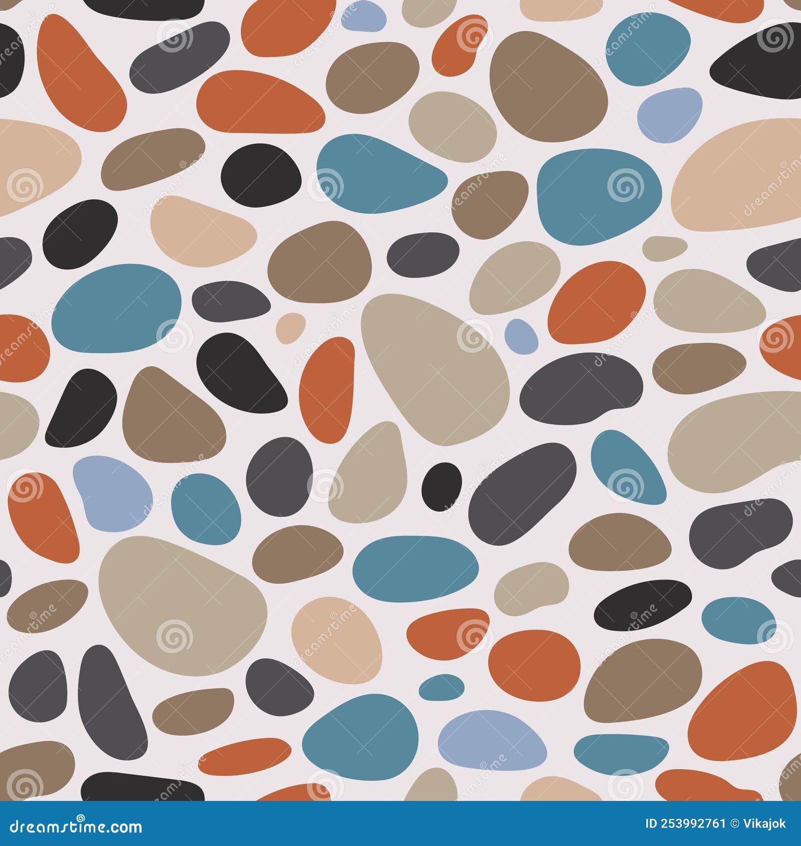 Pebble Seamless Pattern. Smooth Stones Background. Cobblestone Paving ...