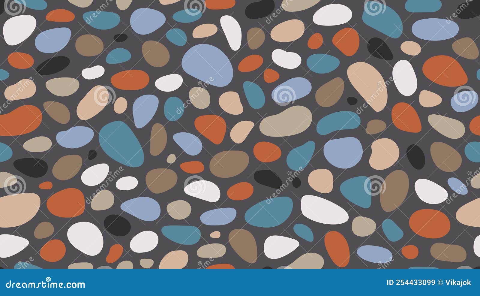 Pebble Seamless Pattern. Smooth Stones Background. Cobblestone Paving ...