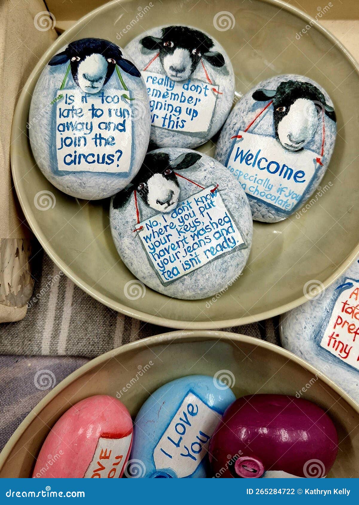 Pebble Sheep and Sentiments Souvenirs Stock Photo - Image of pebble ...