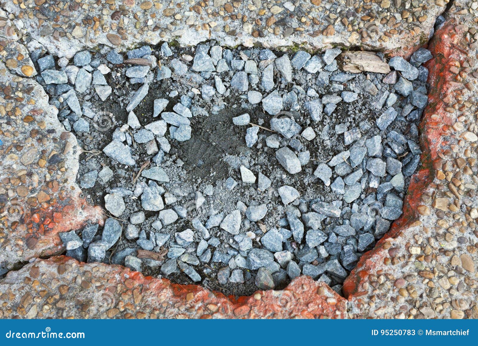 Pebble Sidewalk Patch Job stock image. Image of ground - 95250783