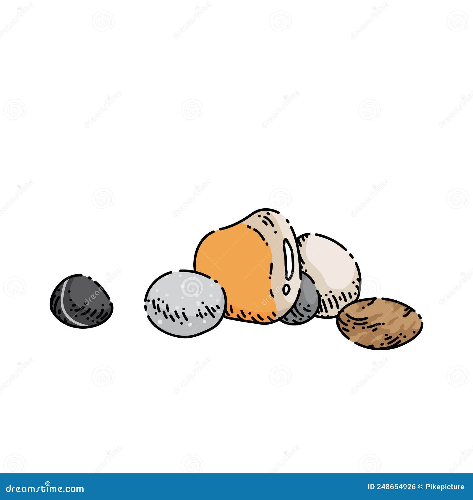 Pebble Sketch Hand Drawn Vector Stock Vector - Illustration of small ...