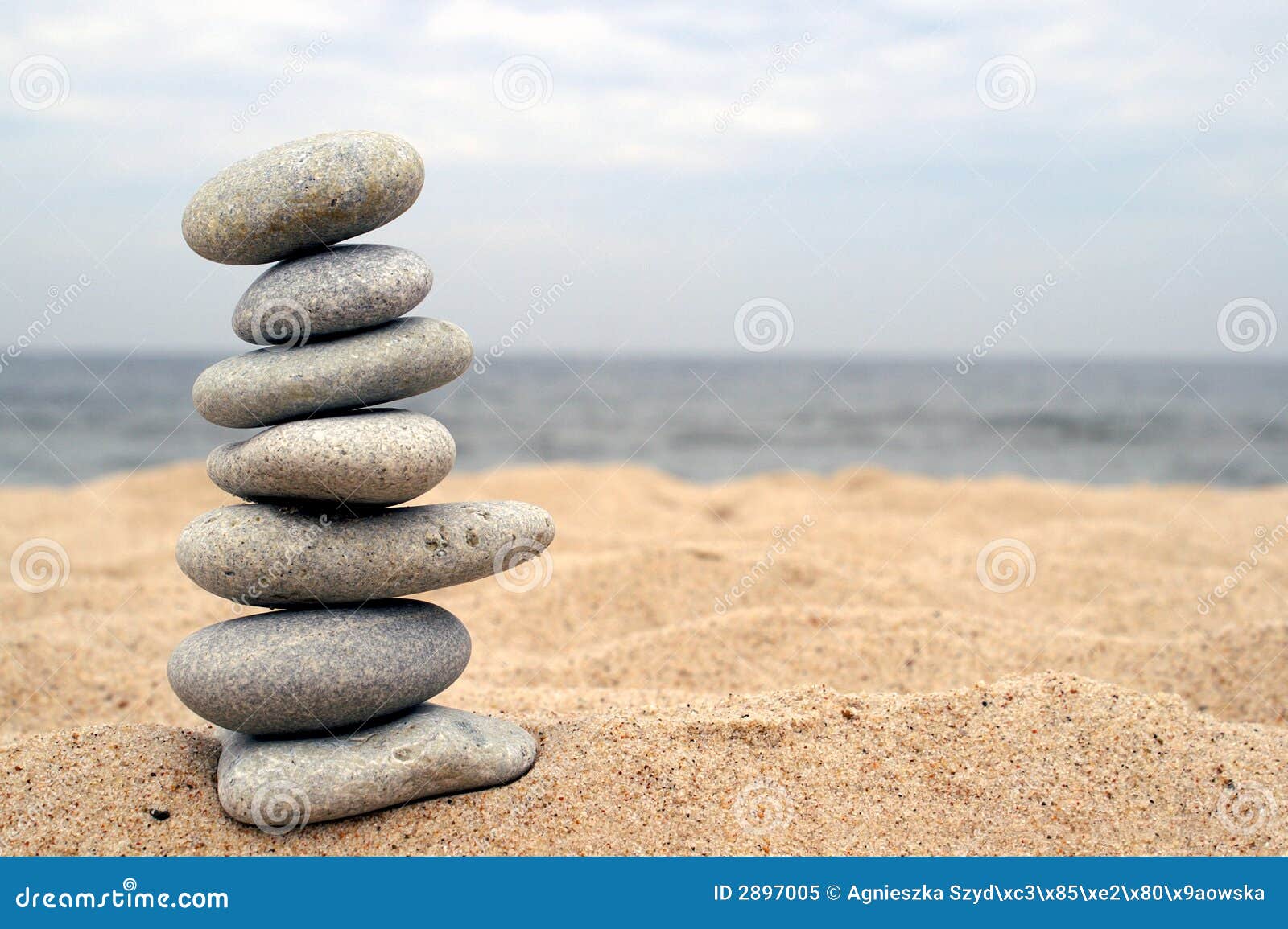 Pebble Stack on the Seashore Stock Image - Image of nature, reflection ...