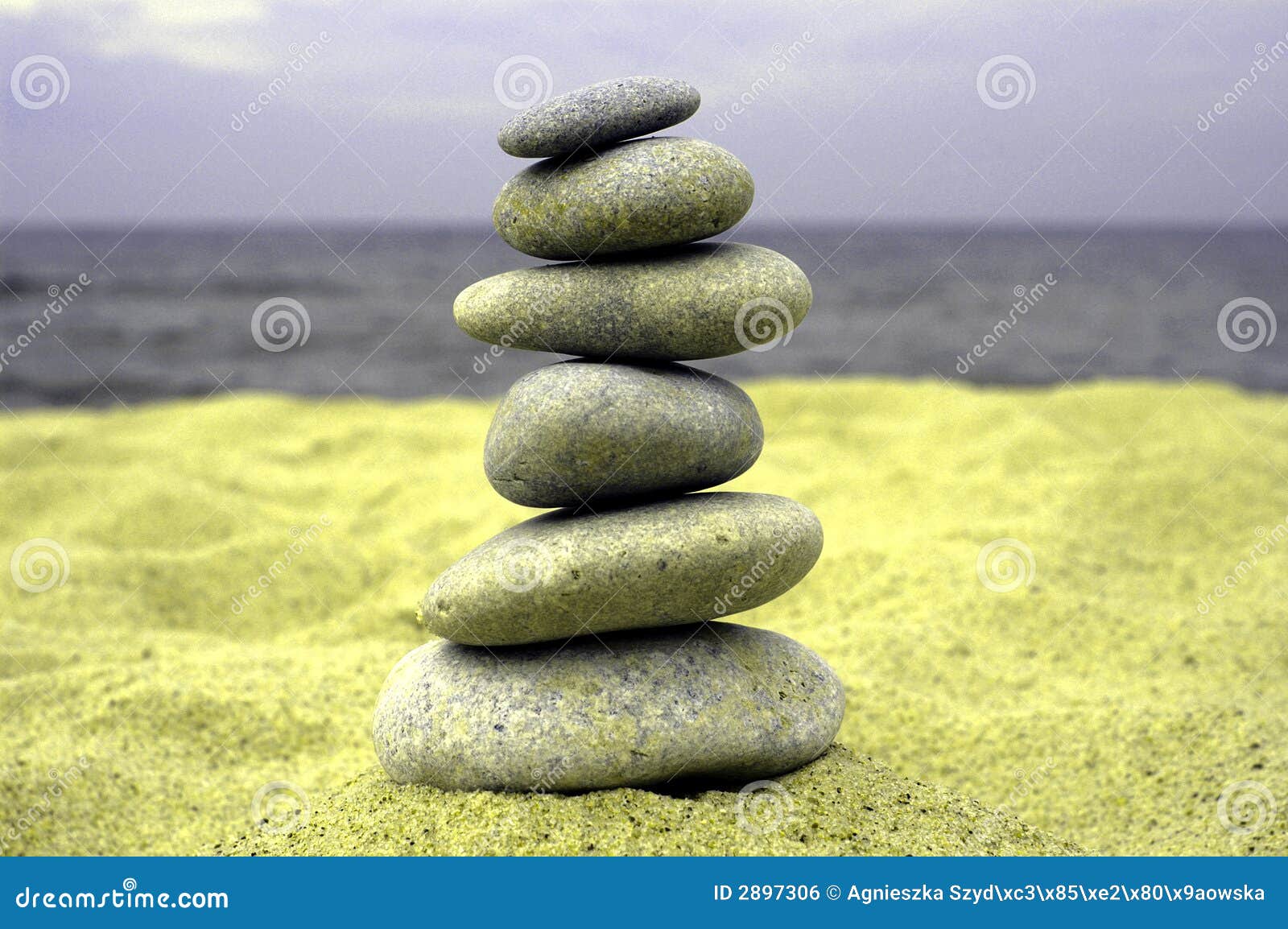 Pebble Stack on the Seashore Stock Photo - Image of balancing, scene ...