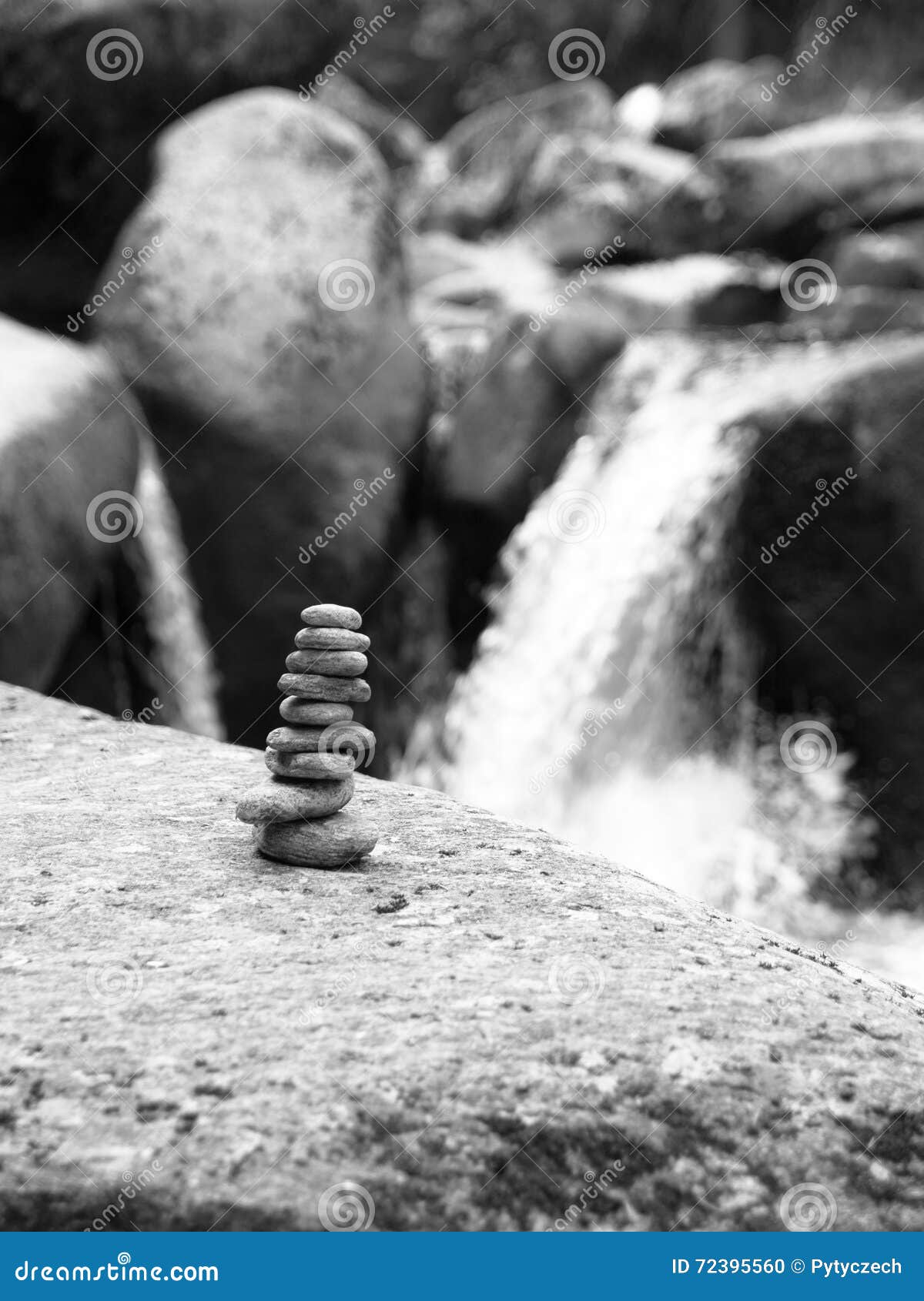 Pebble Stone Pyramid Near Waterfall Stock Photo - Image of rock, pebble ...