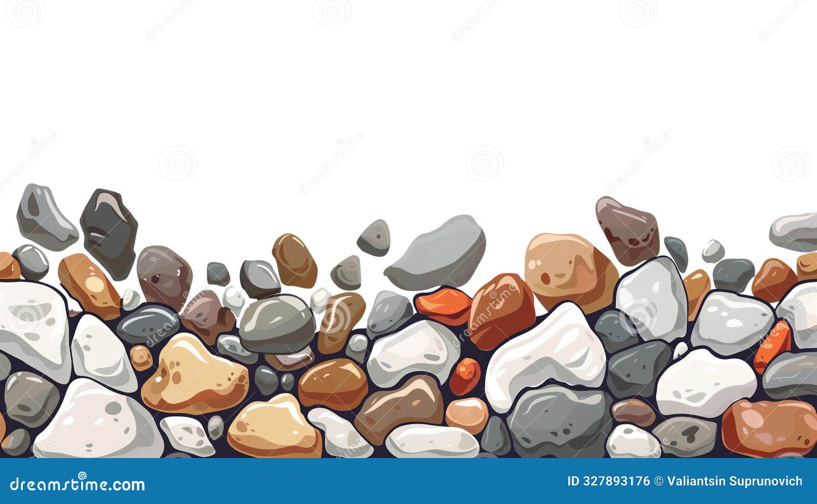 Pebble, Stone, Rocks Border Isolated on White Background. Decoration ...