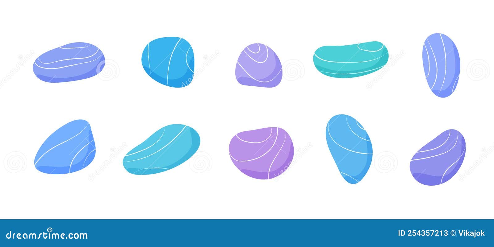 Pebble Stones Collection. Different Beach Pebbles Shape Set. Various ...