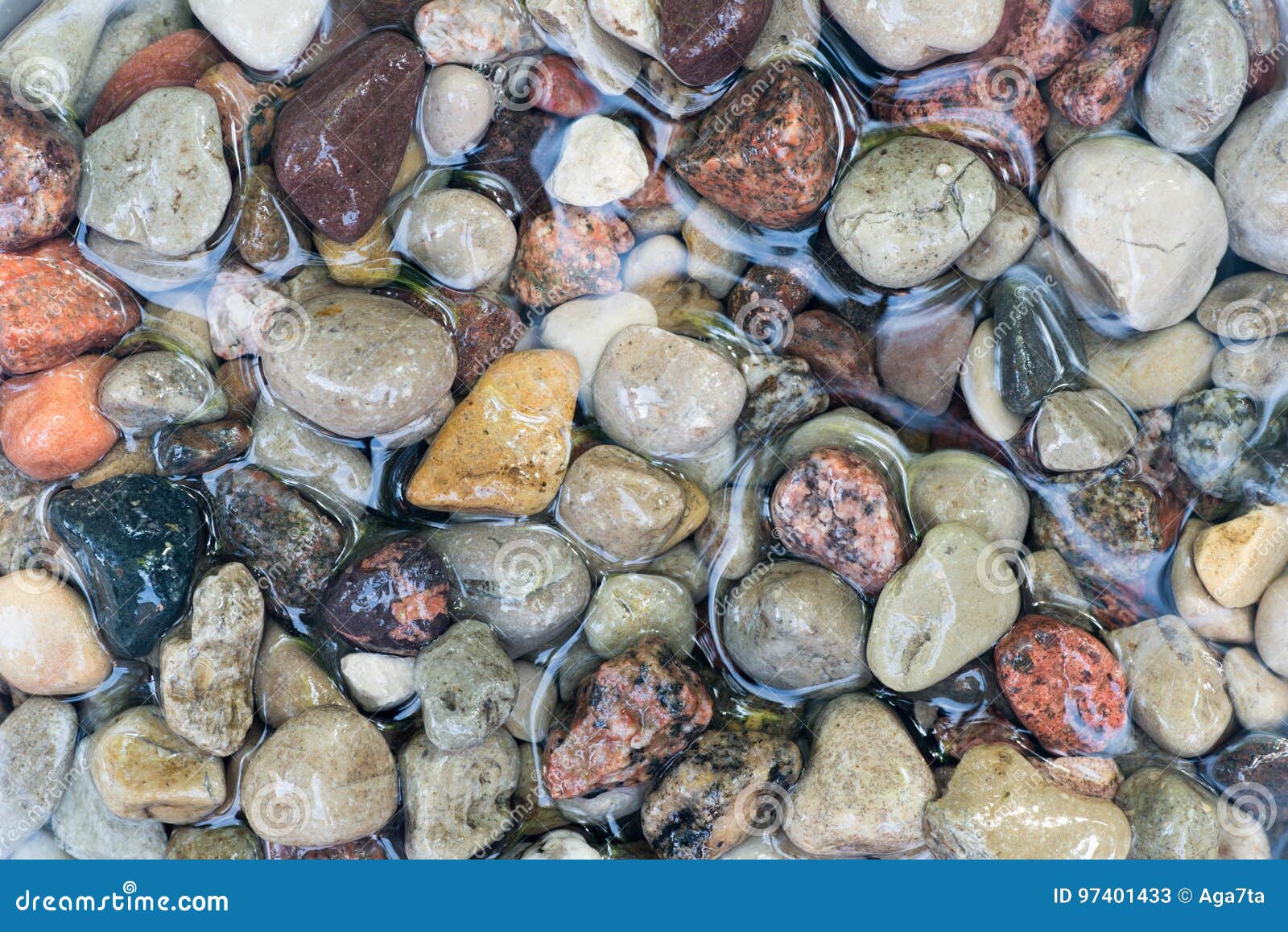Pebble stones in water stock image. Image of flowing - 97401433
