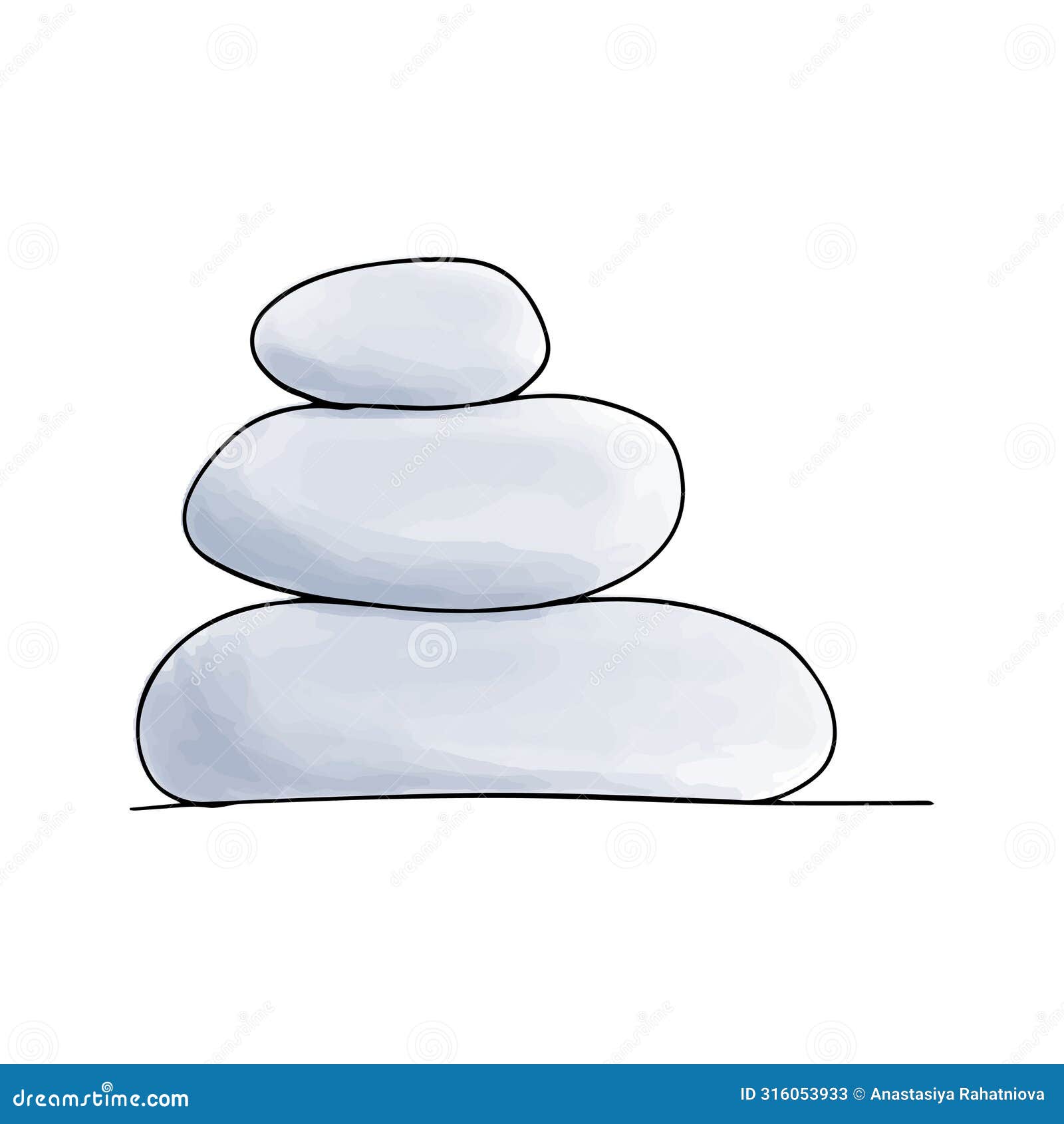 Pebble Stones Watercolor Doodle Element. Vector Illustration Stock ...