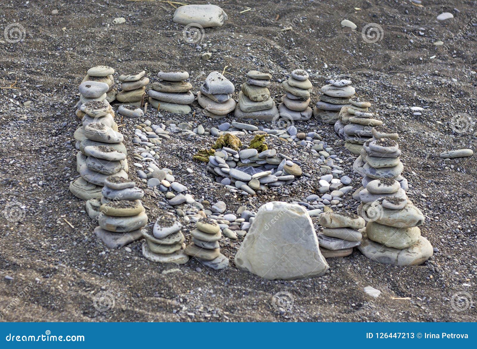 Pebble Shrine on the Beach. Stock Image - Image of shrine, beach: 126447213