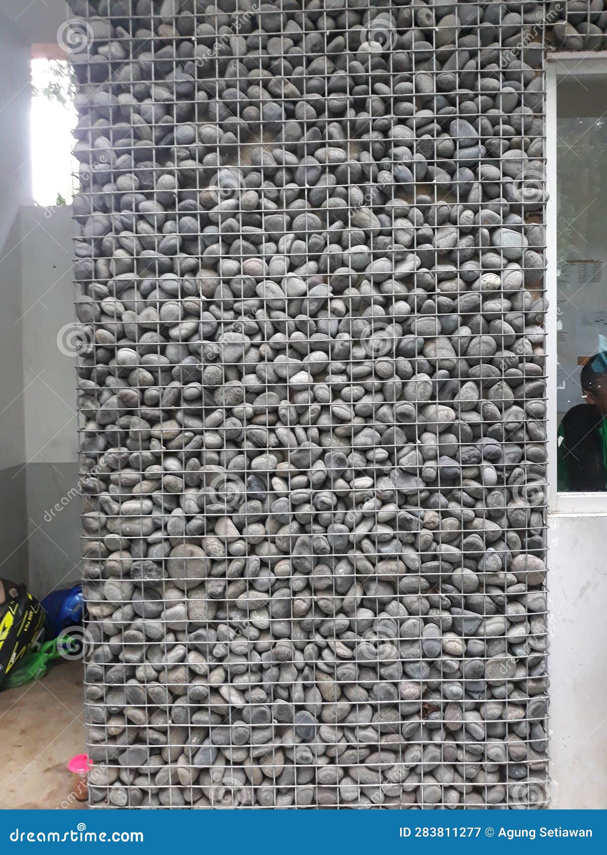 Pebble Walls with Wire Mesh Welded Stock Image - Image of give, window ...