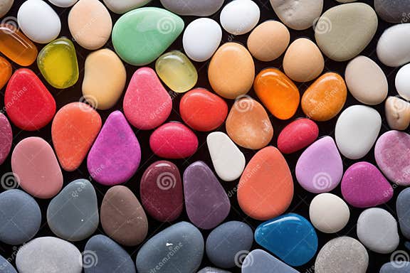 Pebbles Arranged in Rainbow Color Sequence Stock Photo - Image of ...