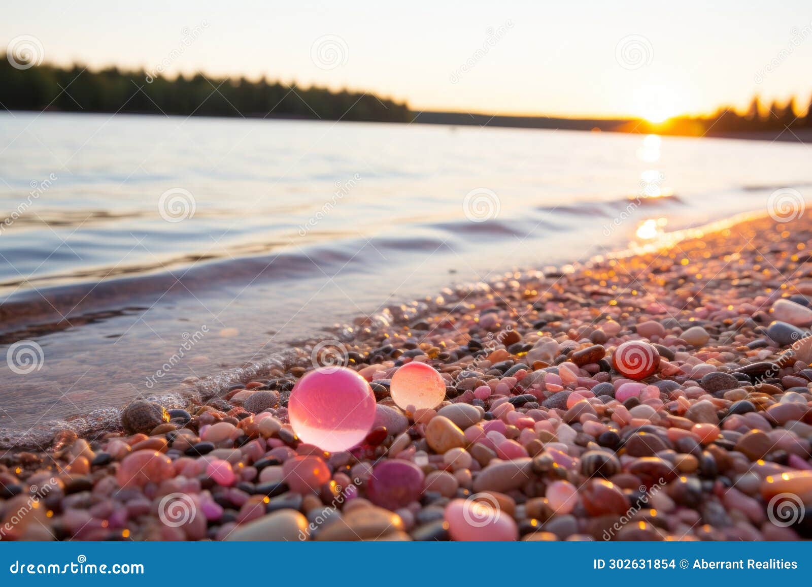Pebbles on the Beach at Sunset Stock Illustration - Illustration of ...