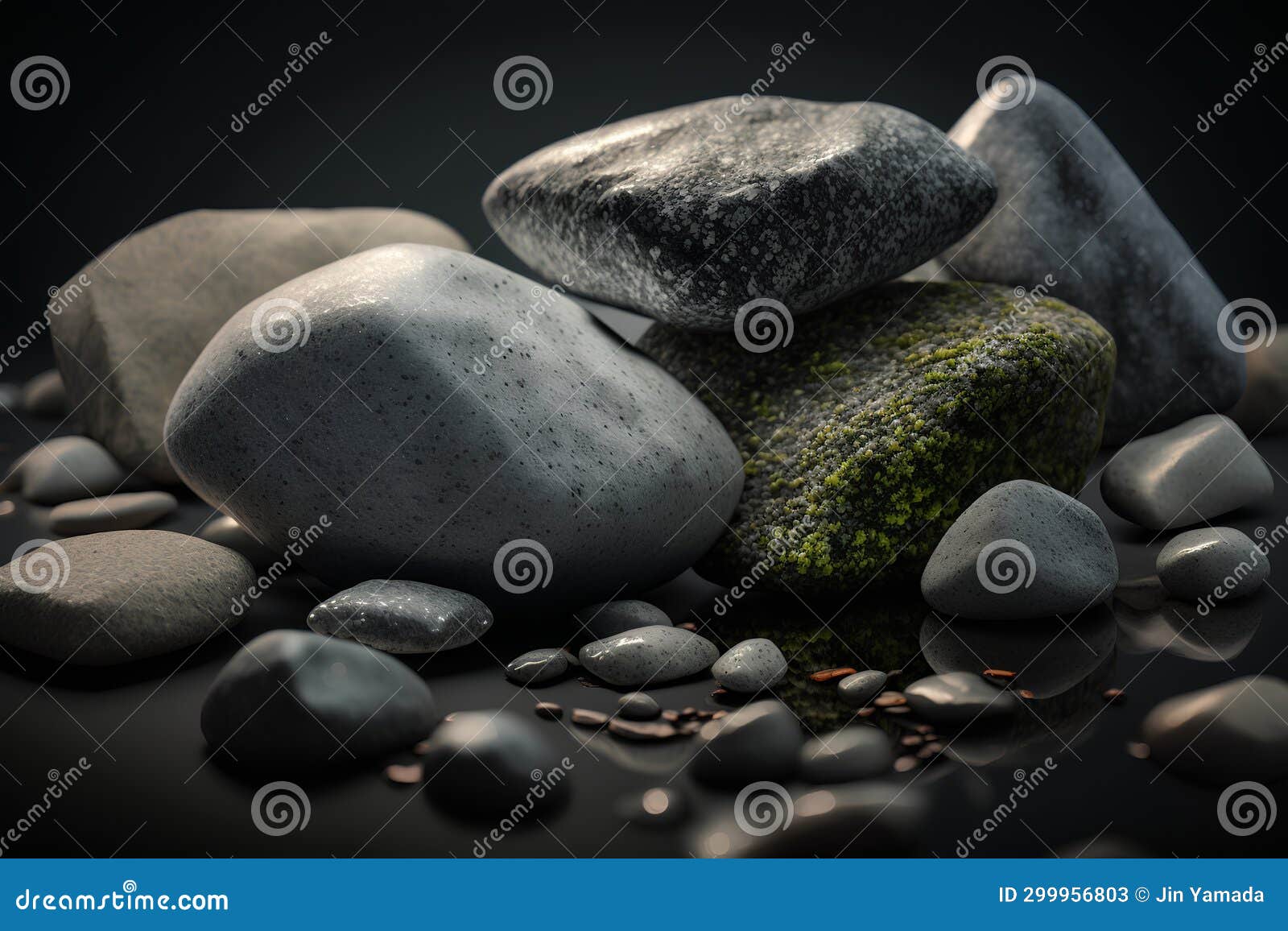 Pebbles on a Dark Background. 3d Render Illustration Stock Illustration ...