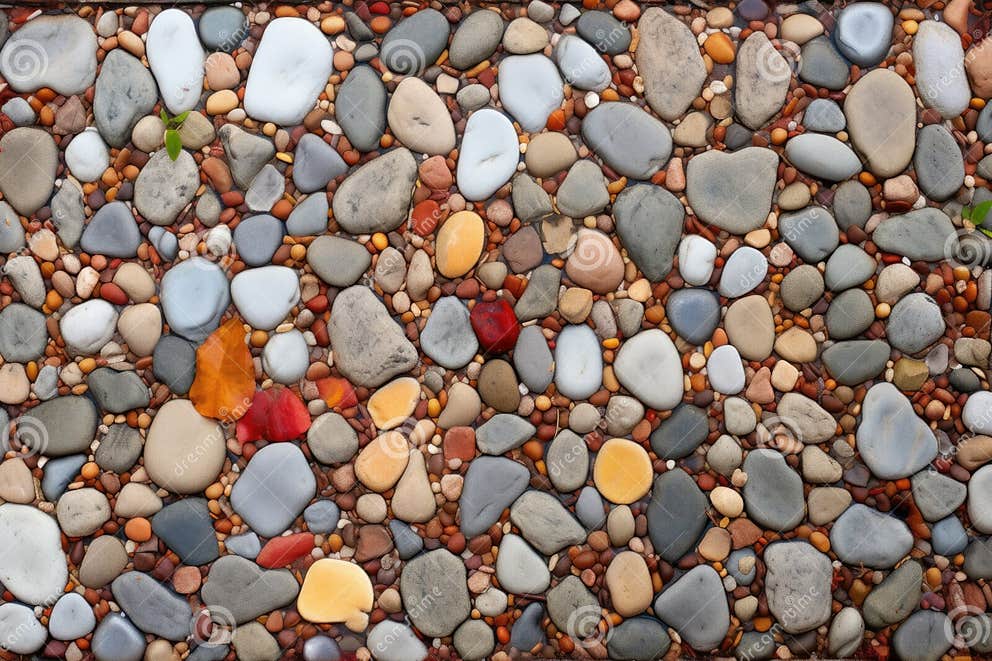 Pebbles Embedded in a Brick-pathway Stock Photo - Image of texture ...