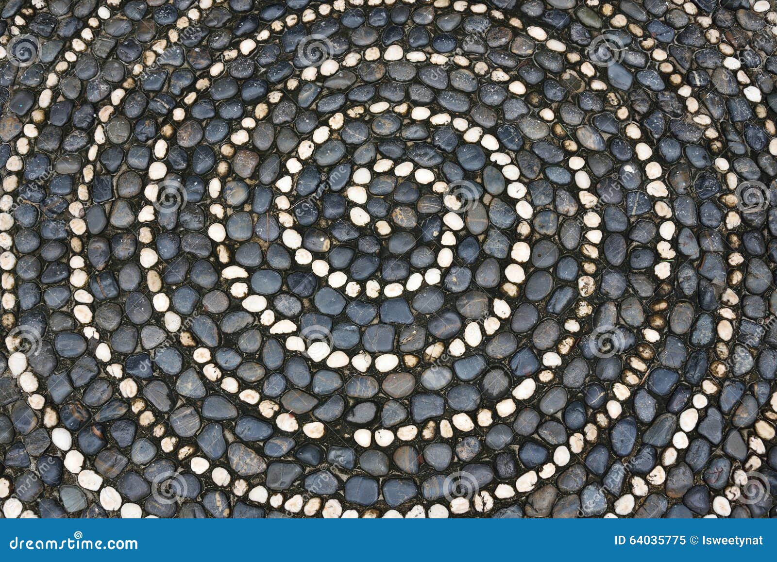 Pebbles Mosaic Floor with Spiral Pattern Stock Image - Image of patio ...