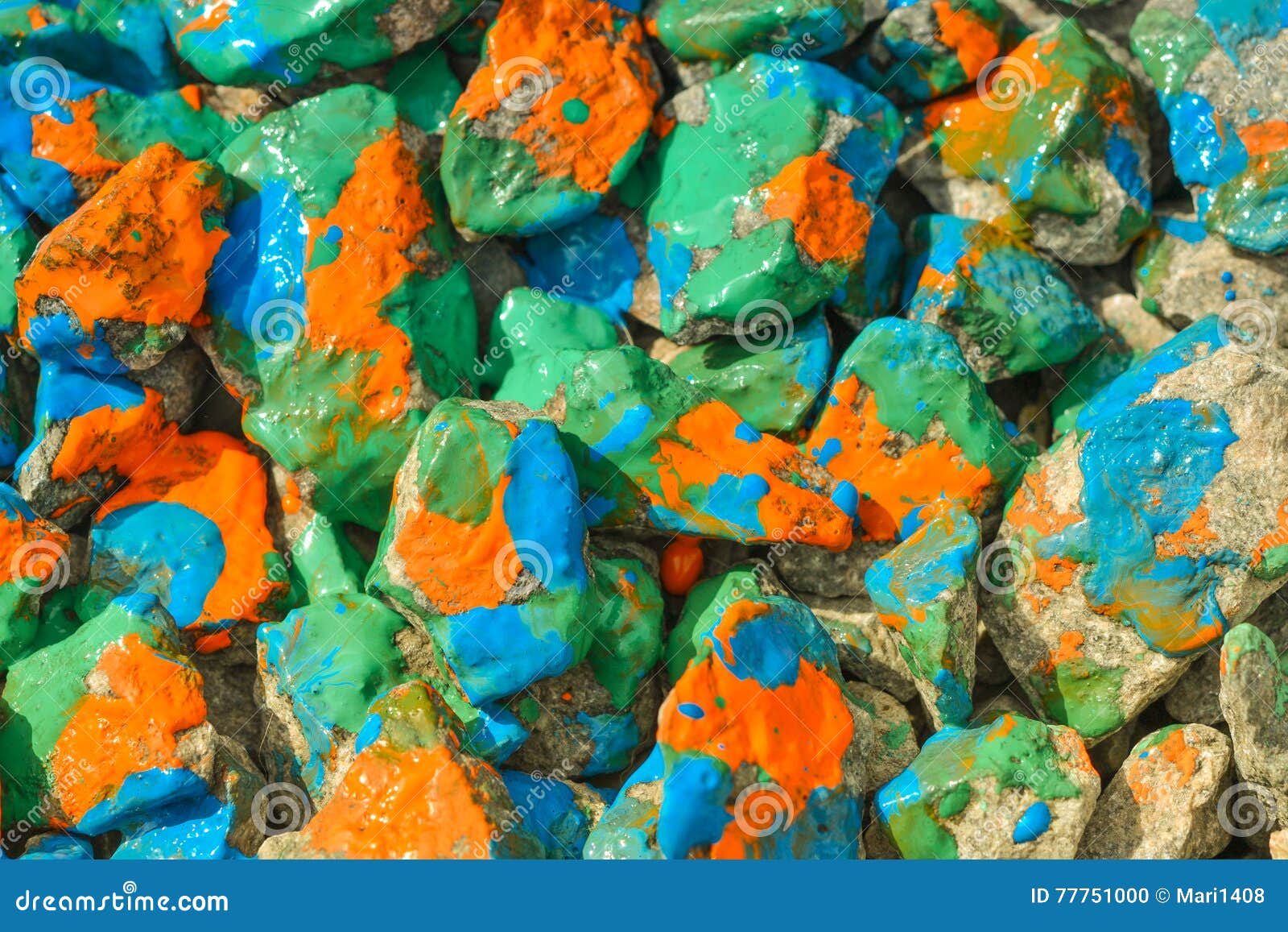 Pebbles Painted Bright Colored Paint Stock Photo - Image of creativity ...