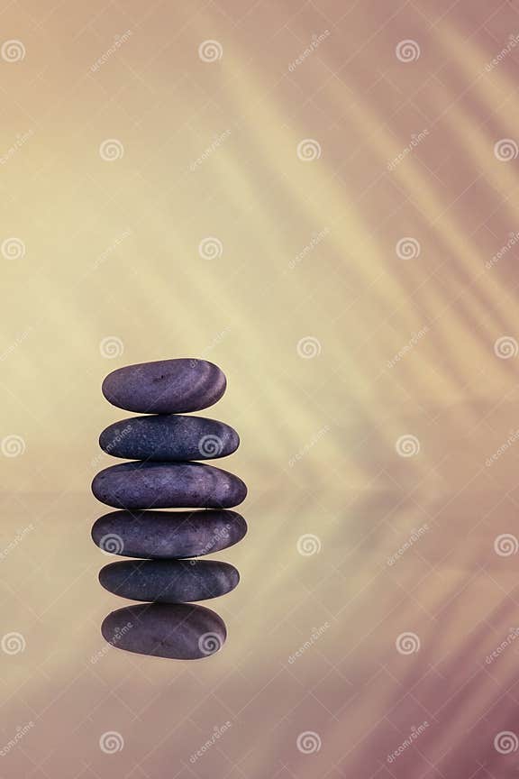 Pebbles, Palm Leaf, Reflection. Calm and Relax Concept Stock Photo ...