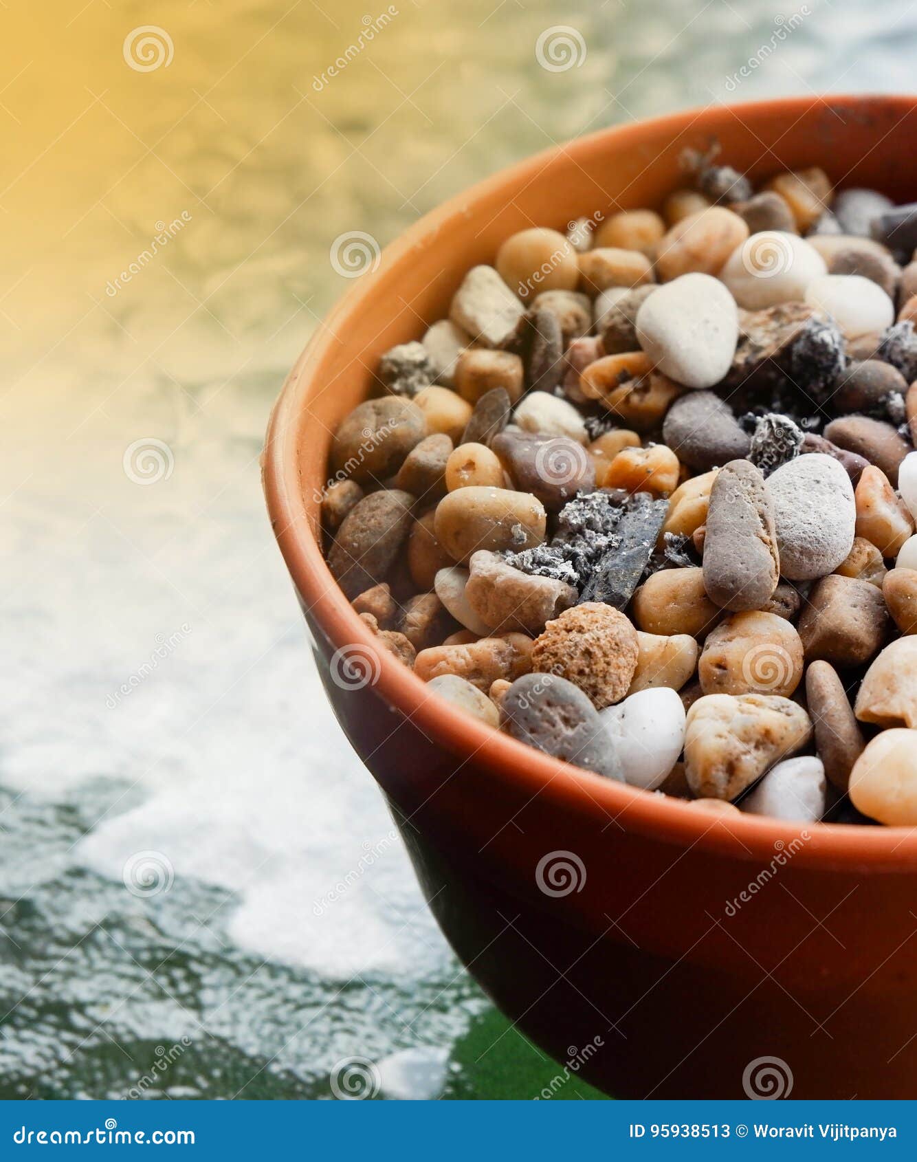 Pebbles in pot stock image. Image of rocks, natural, soil - 95938513