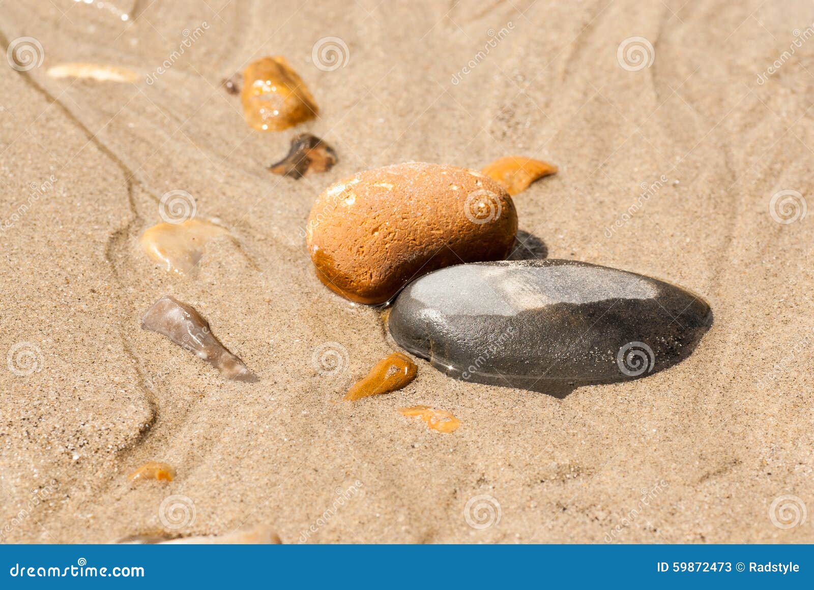 Pebbles in the Sand Central Stock Image - Image of seashore ...