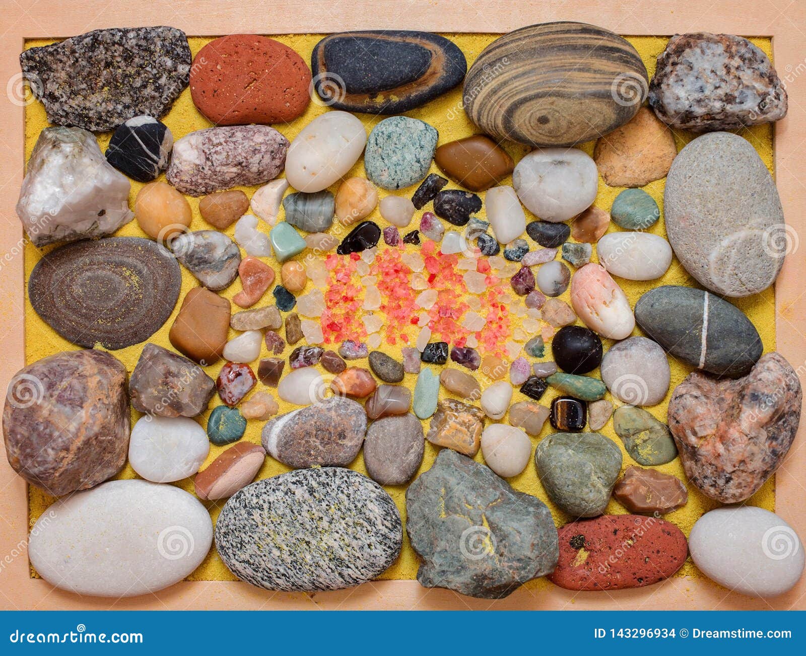 Pebbles, Sand, Colored Stones and Sea Salt Crystals Stock Photo - Image ...