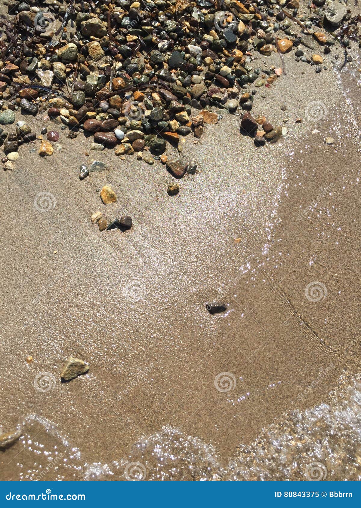 Pebbles on a sandy beach stock image. Image of pebble - 80843375
