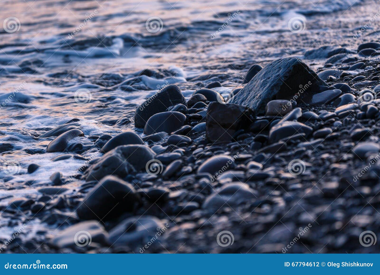 Pebbles on the Sea Shore at Sunset Stock Photo - Image of coast, stone ...