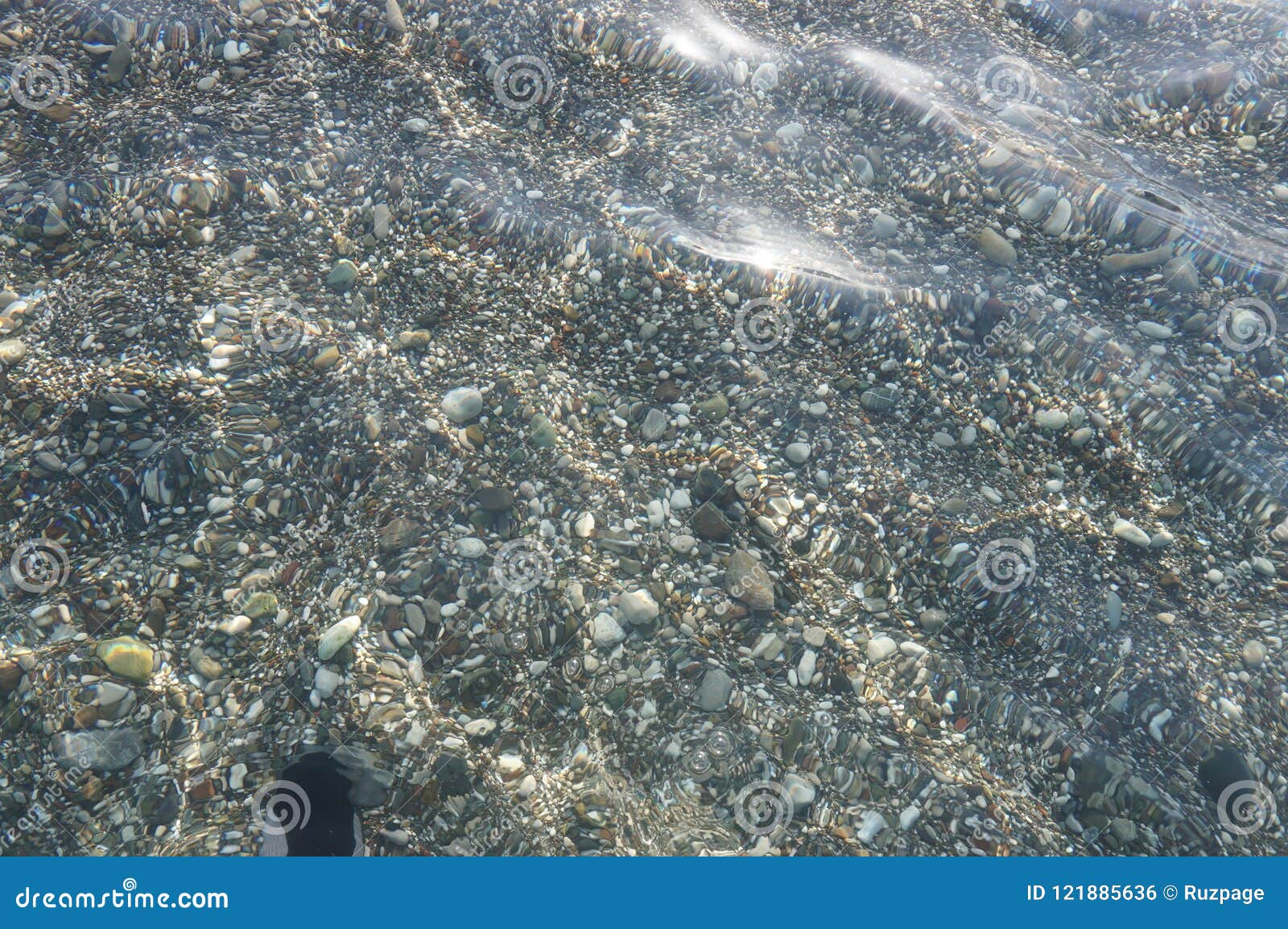 Pebbles on a seabed stock photo. Image of nature, ripple - 121885636