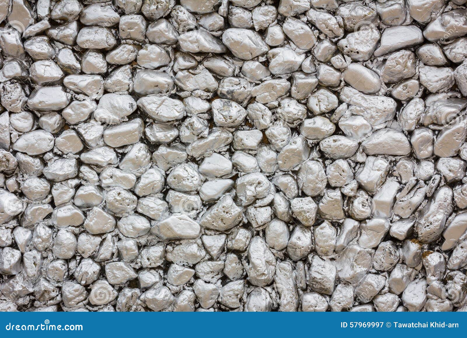 Pebbles with Silver Color Paint Wall Background Stock Image - Image of ...