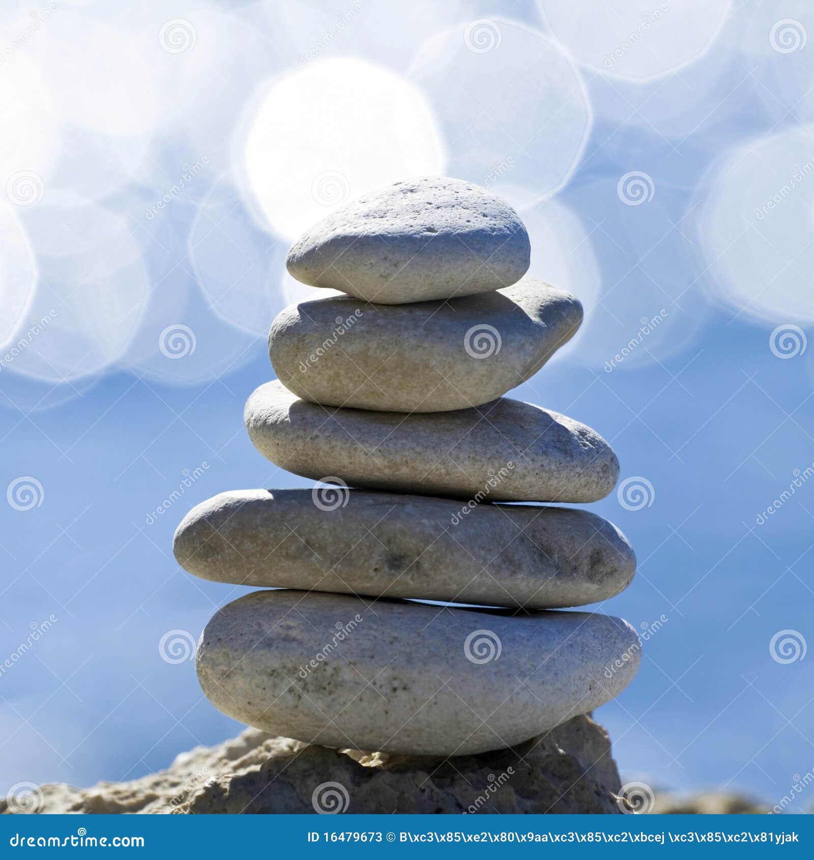 Pebbles Stack Over Blue Sea Stock Image - Image of stability, heap ...