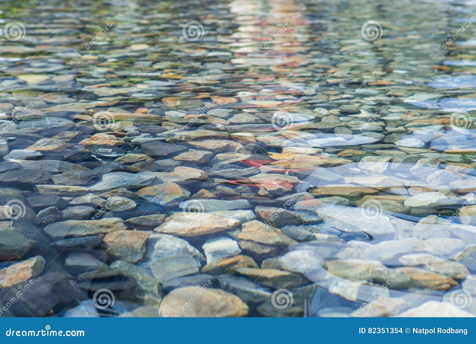 Pebbles Under Water with the Sun Reflected in Water Stock Photo - Image ...